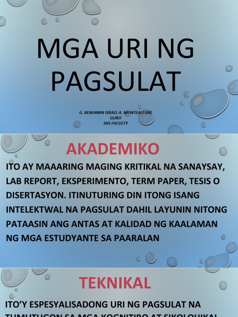 Mga Uri NG Pagsulat | PDF