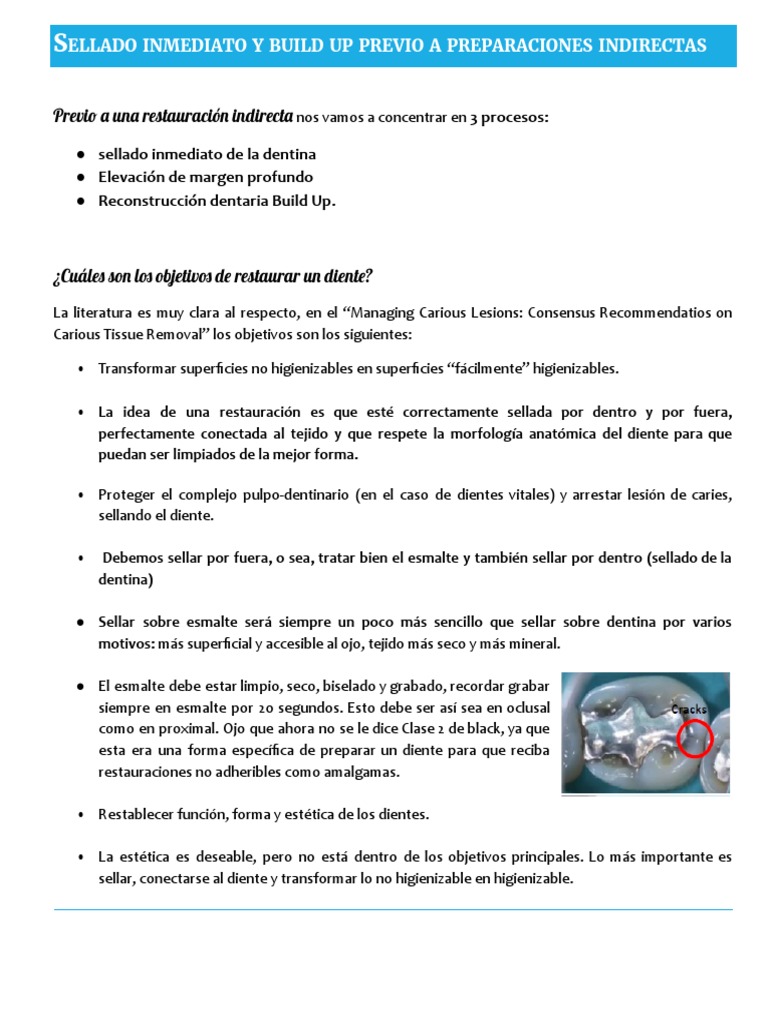 Sellado Inmediato y Build Up Dental | PDF | Hogar, jardinería y bricolaje