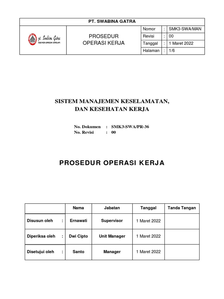 Prosedur Operasi Kerja | PDF