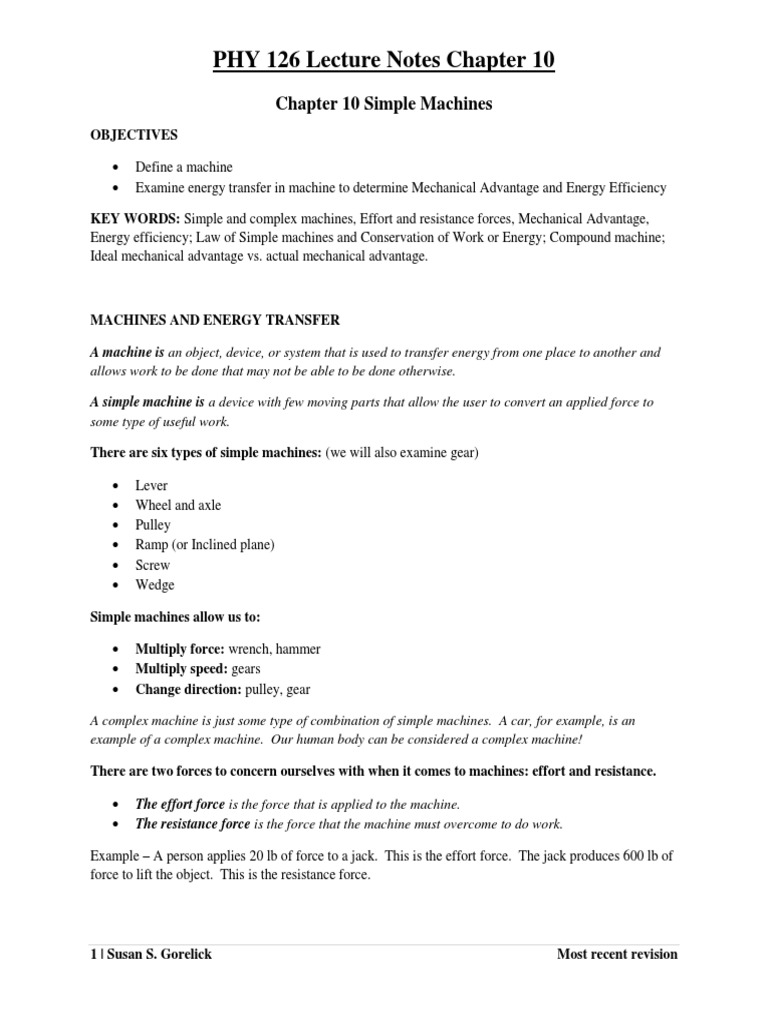 Simple Machines and Mechanical Advantage | PDF | Machines | Lever