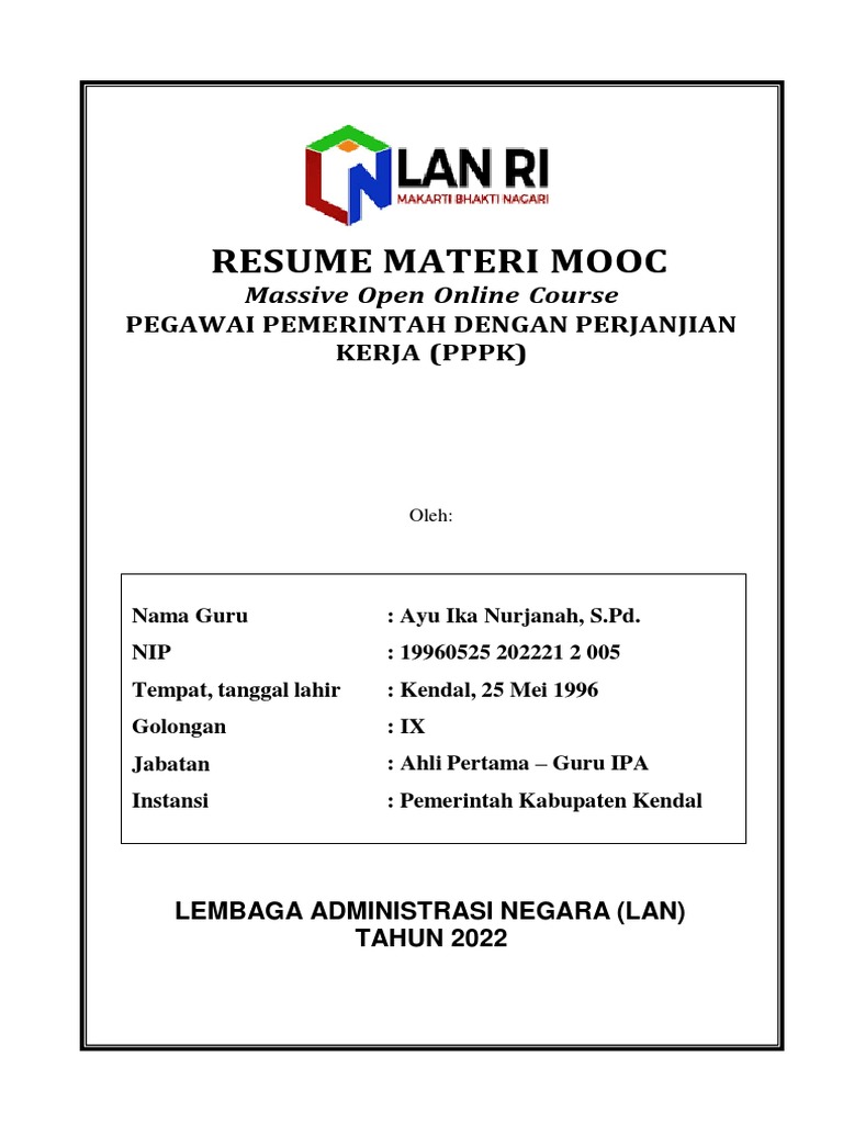 Resume Materi MOOC PPPK 2022 | PDF