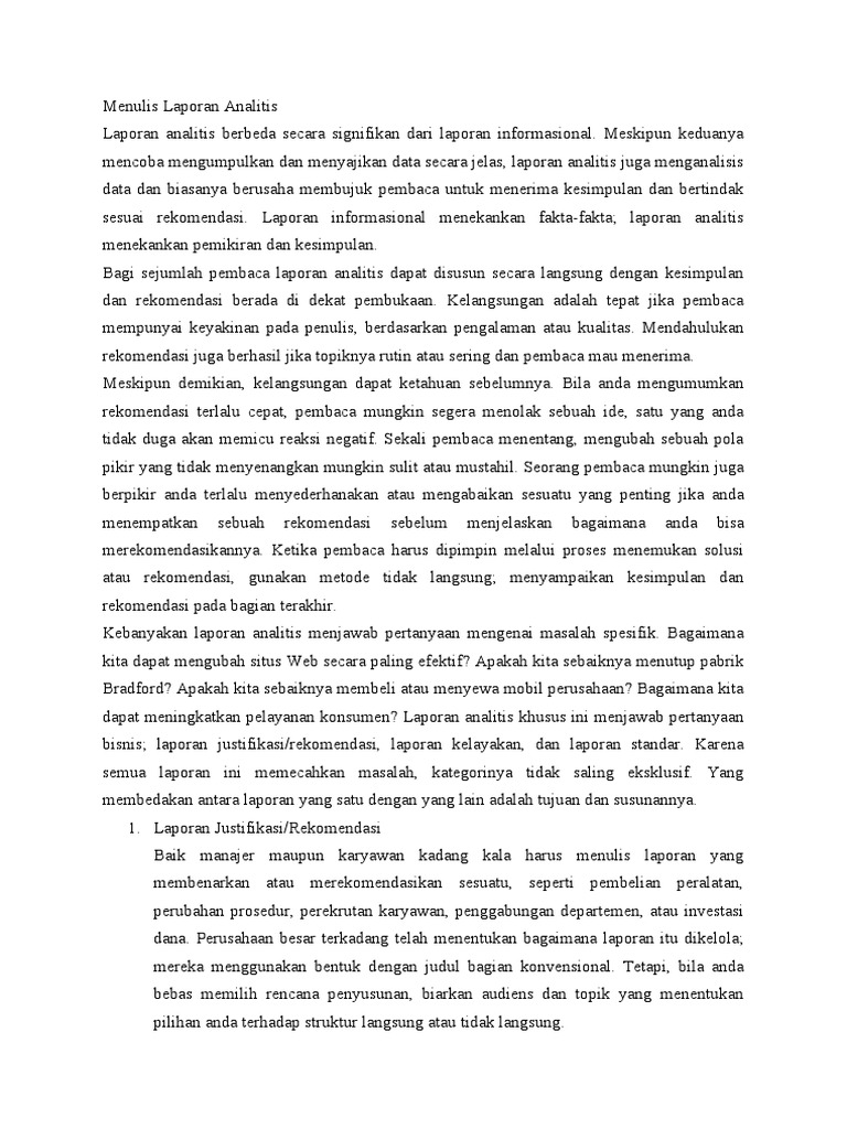 Menulis Laporan Analitis (Kombis) | PDF