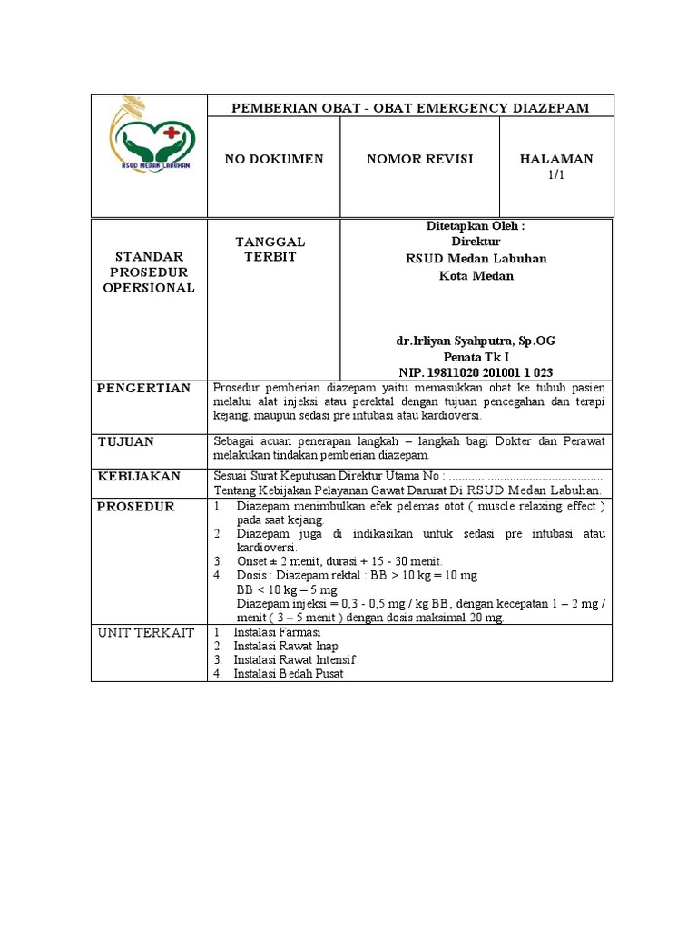 Pemberian Obat - Obat Emergency Diazepam | PDF