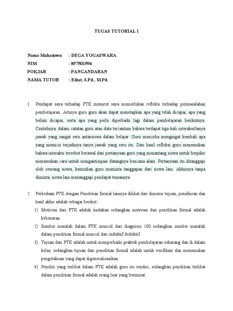 Penelitian Tindakan Kelas PTK | PDF