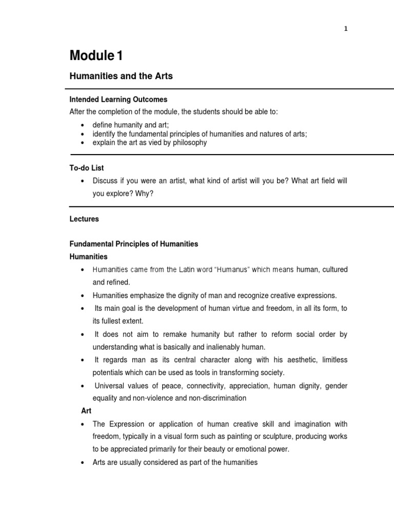 Module 1 GNED 01 Humanities and Art | PDF