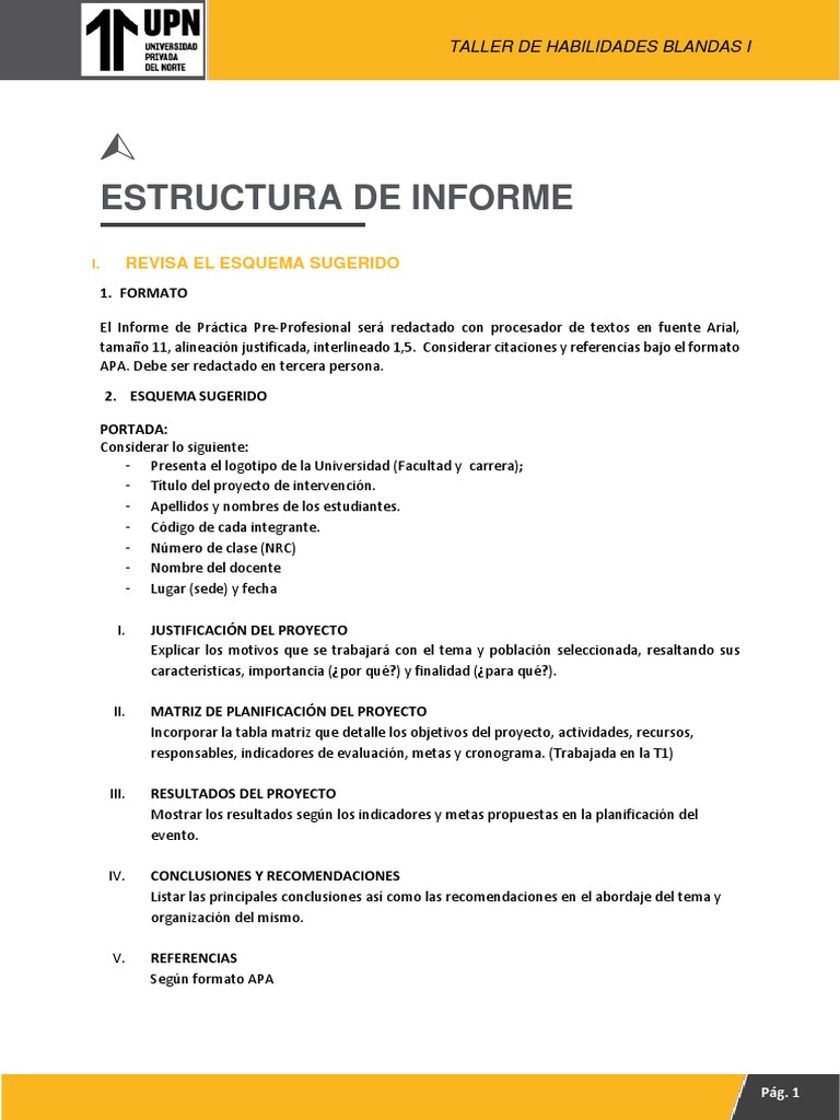 ESTRUCTURA DE INFORME Habilidades Blandas. | PDF