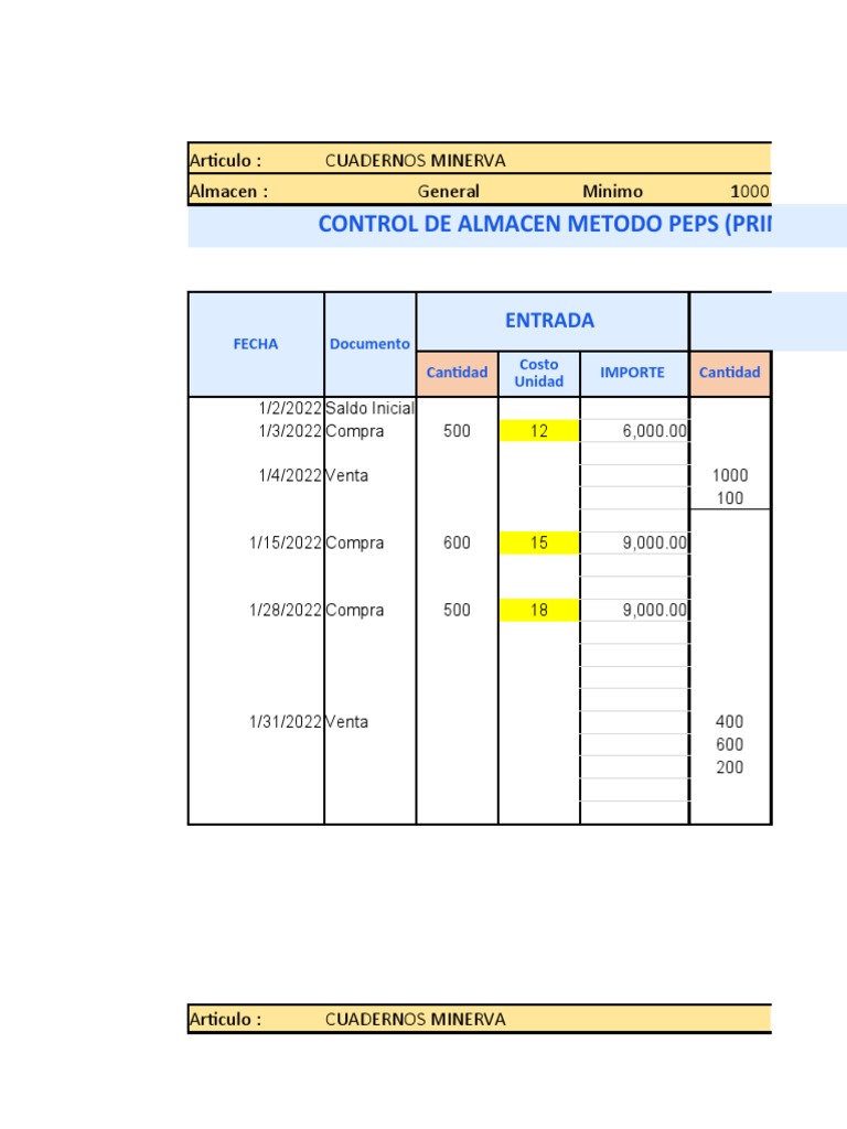 Formato de Kardex - Practica | PDF