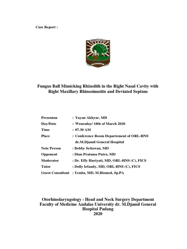 Case Report - Fungus Ball | PDF | Human Nose | Aspergillus