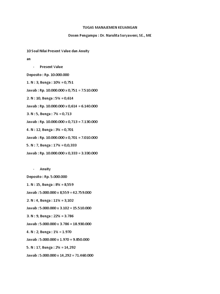 Tabel Nilai Sekarang Dan Tabel Nilai Anuitas | PDF | Career & Growth