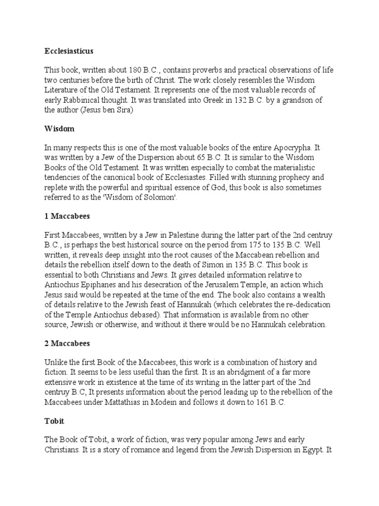 Ecclesiasticus | PDF | Maccabees | Religious Literature