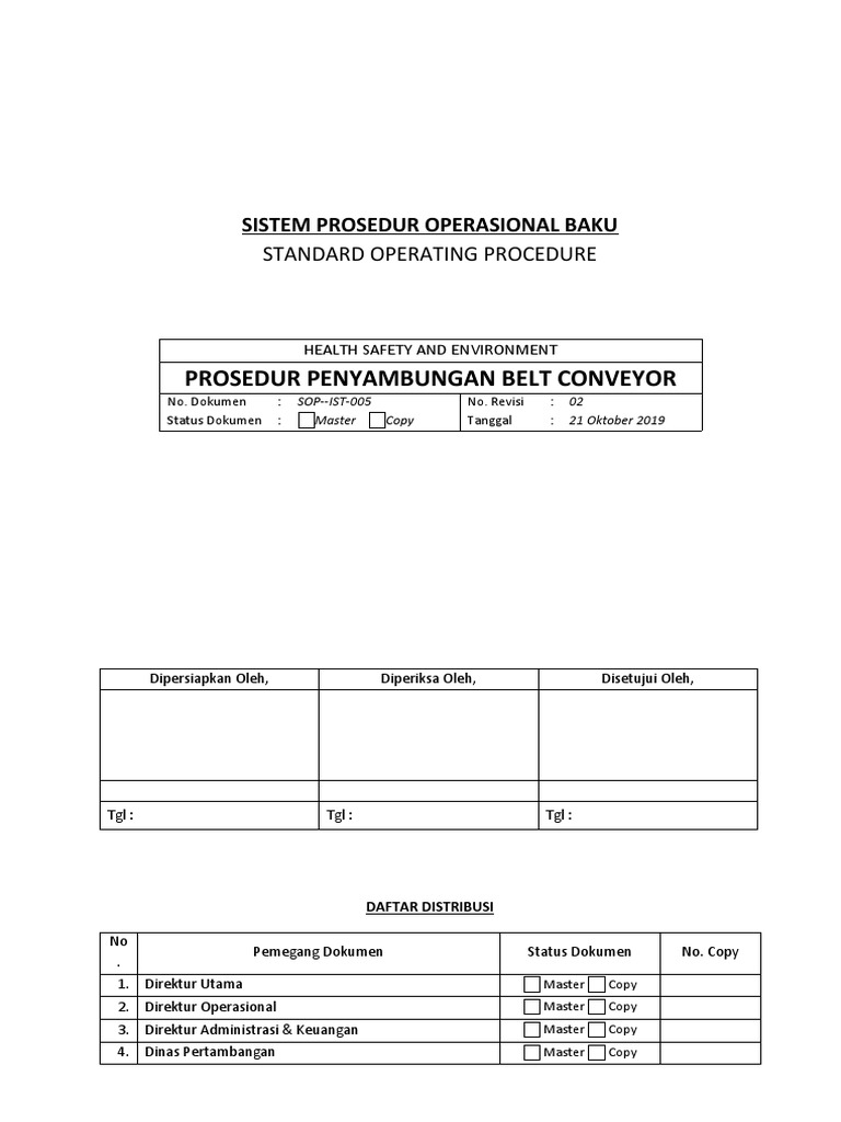 Sop Prosedur Penyambungan Belt Conveyor Rev 1 Pdf