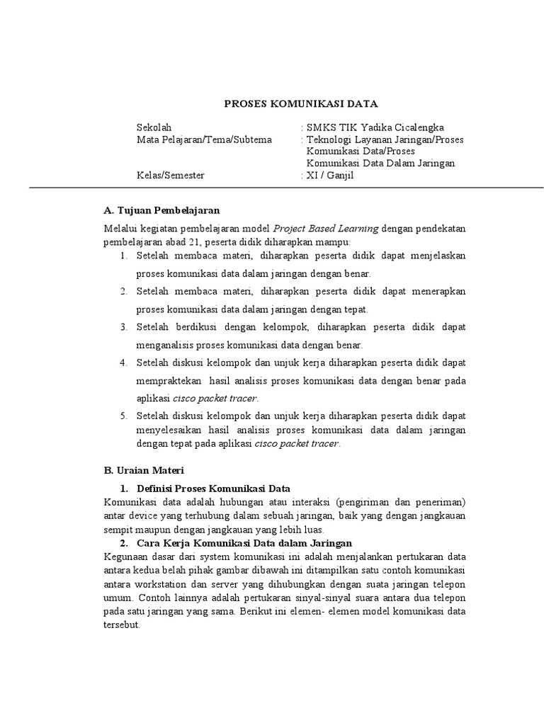 Proses Komunikasi Data dalam Jaringan | PDF