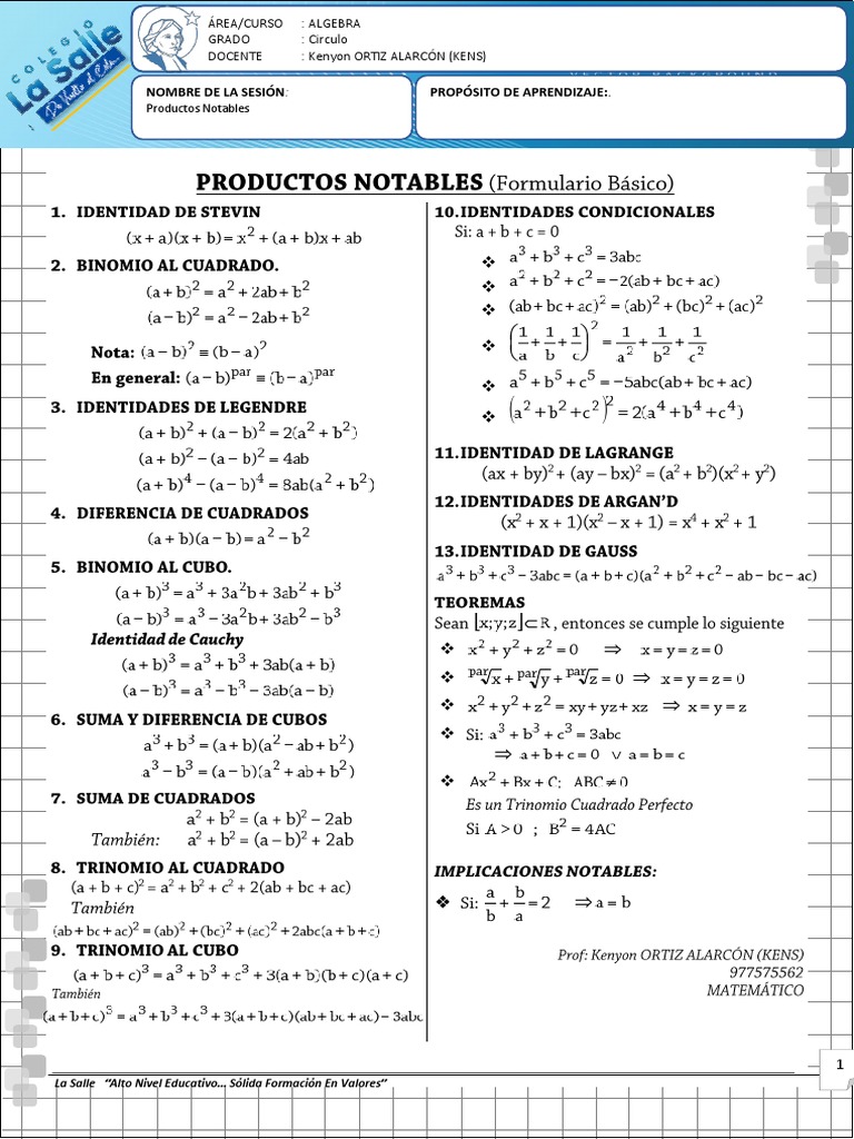 PRODUCTOS NOTABLES - Formulario | PDF