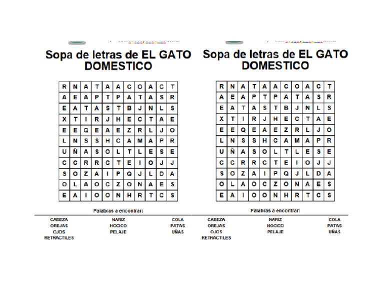 Sopa de Letras Gato | PDF