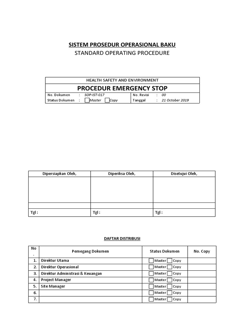 Sop - Procedur Emergency Stop | PDF