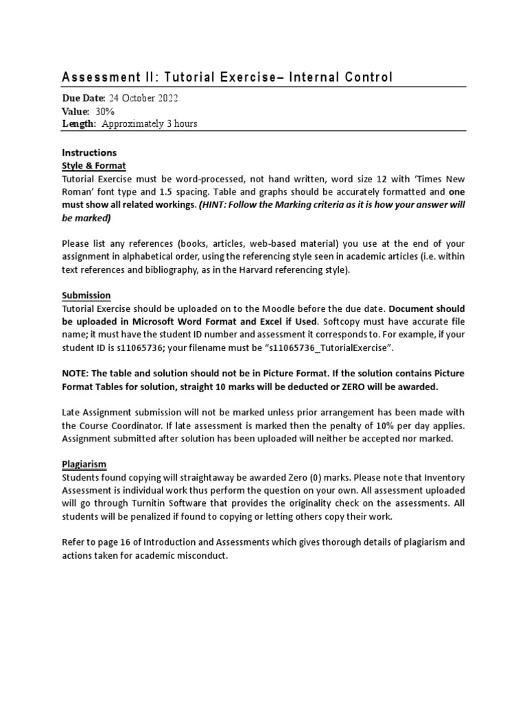 Assessment II - Tutorial Exercise | PDF | Inventory | Cheque