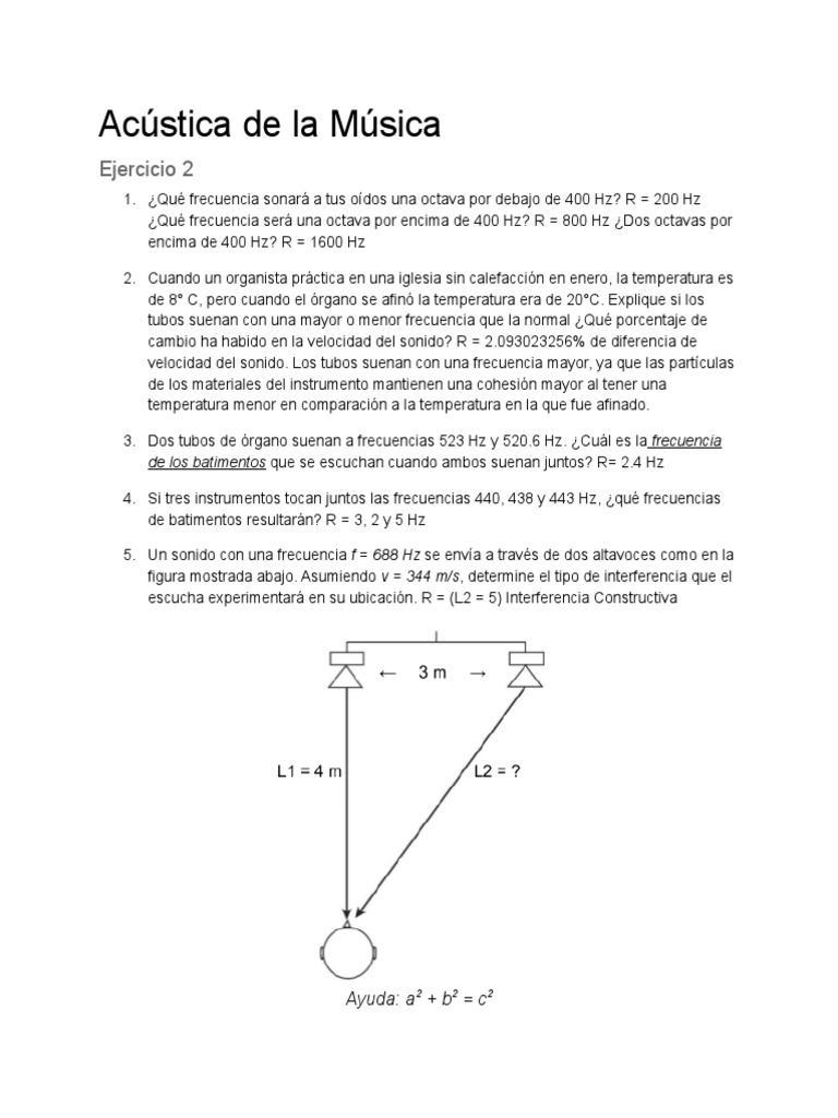 Ejercicio 2 - Acustica Musical | PDF
