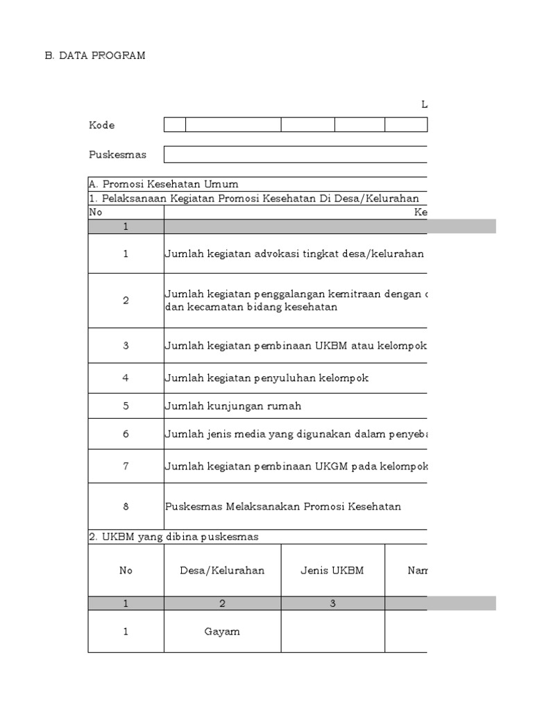 CONTOH - Form Pelaporan SIP - SP2TP - Urut Nomor | PDF