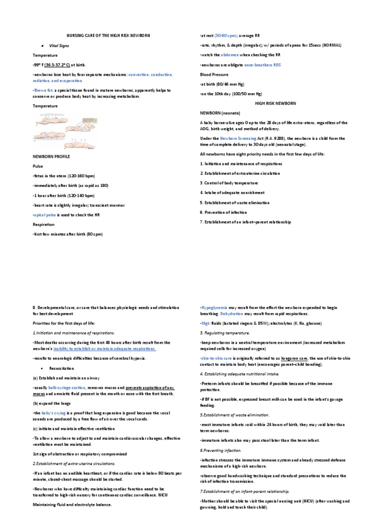 Nursing Care of The High Risk Newborn | PDF | Preterm Birth | Breathing