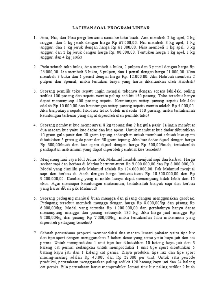 Soal Program Linear | PDF