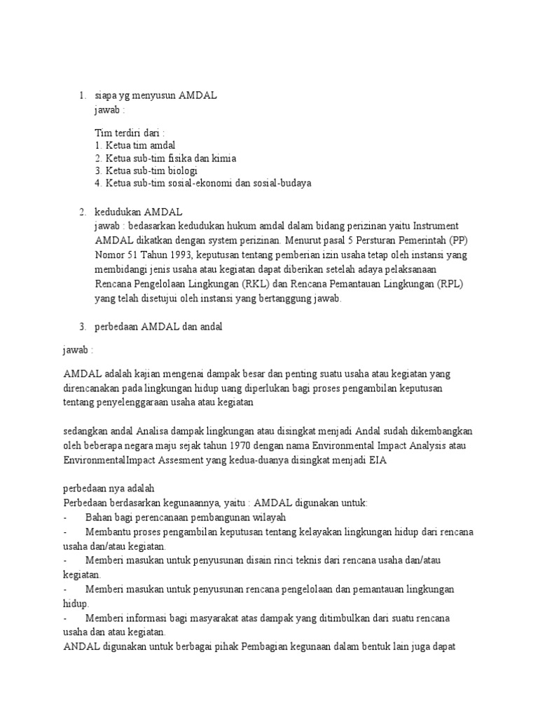 Kisi-Kisi Amdal | PDF