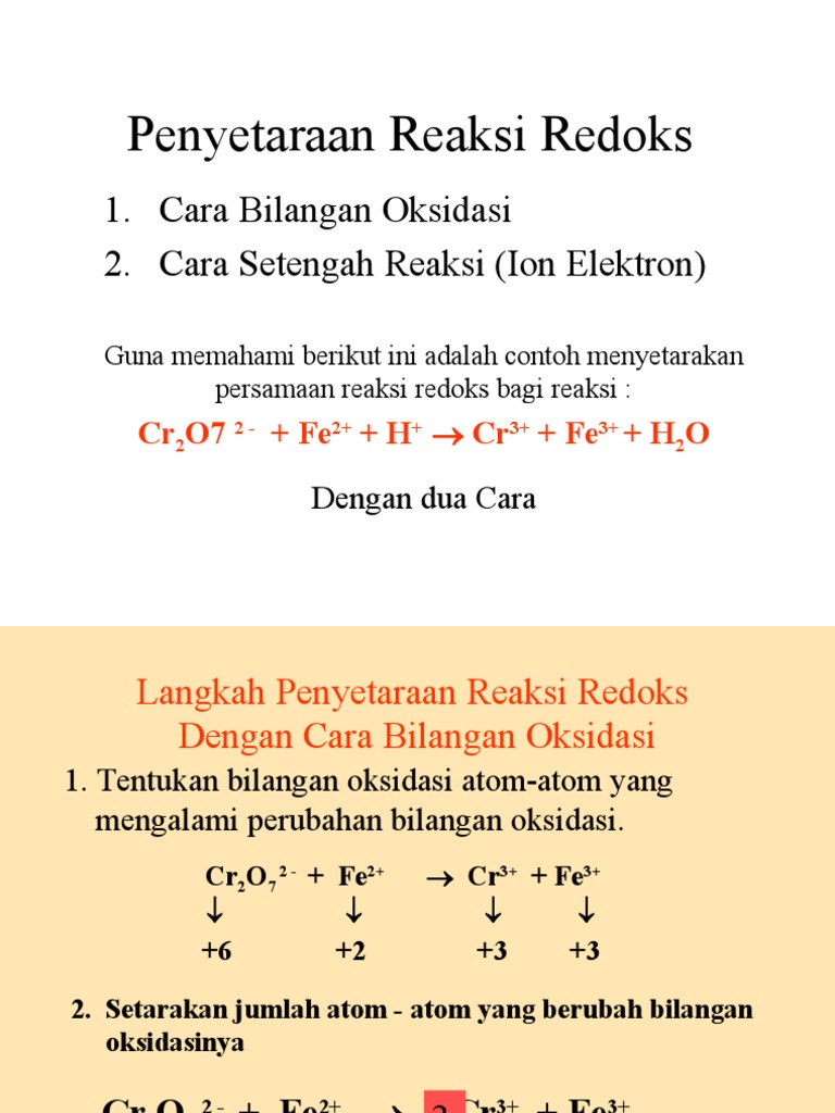 Penyetaraan Reaksi Redoks, Cara Biloks | PDF | Metode & Bahan Ajar