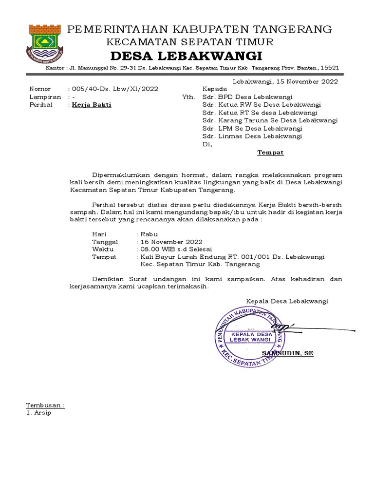 Undangan Kerja Bakti | PDF