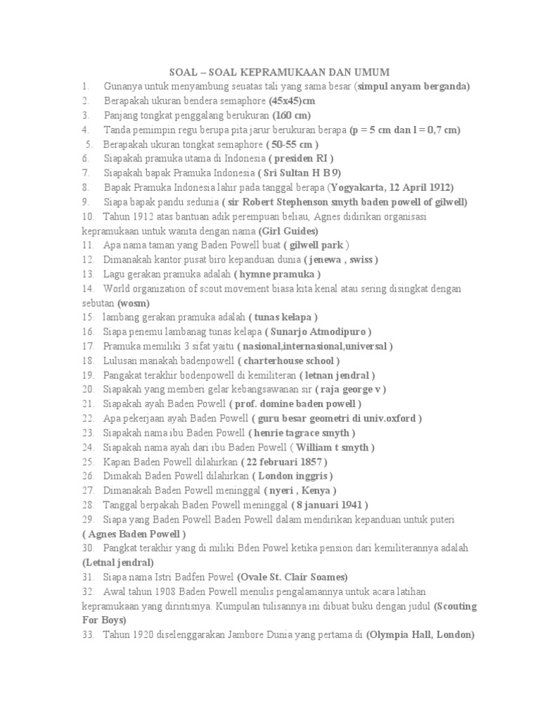Soal LCT Pramuka | PDF