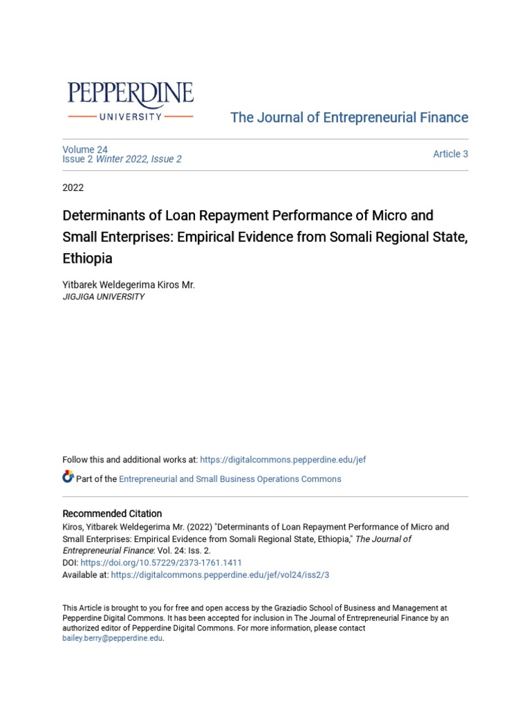 Determinants of Loan Repayment | PDF | Microfinance | Loans
