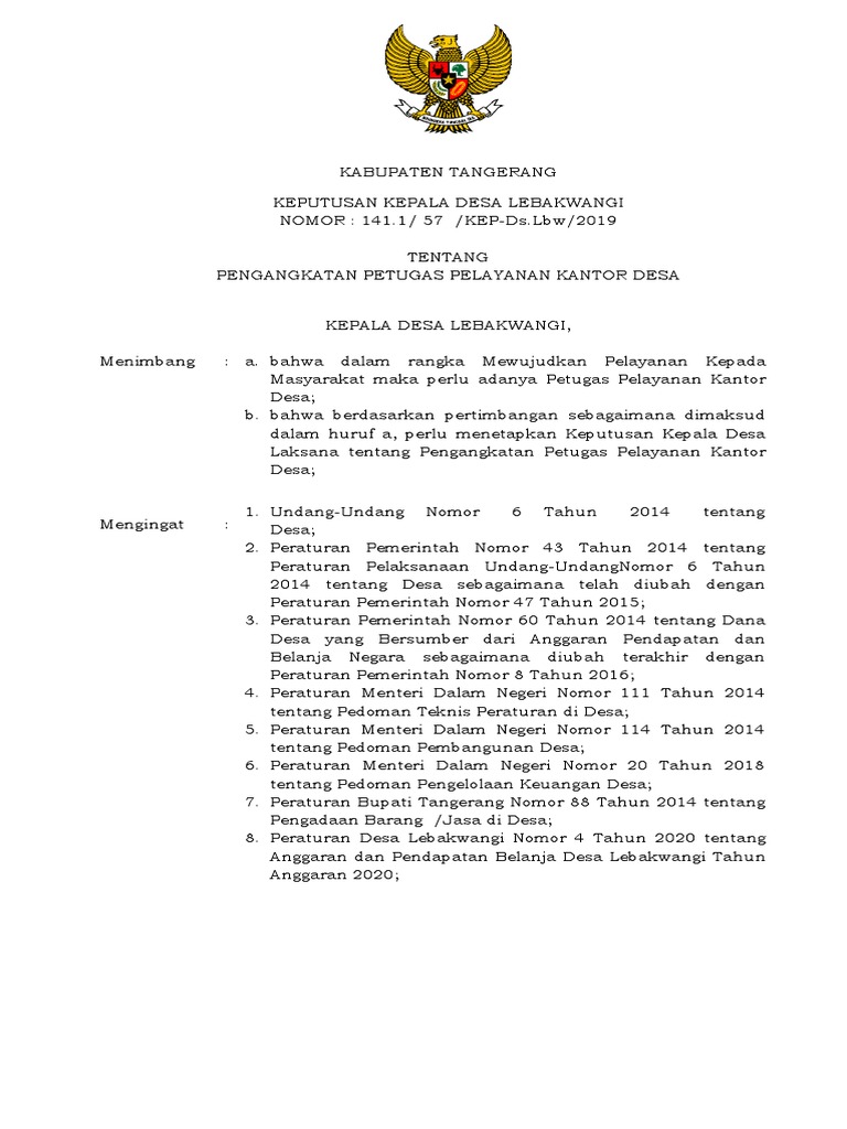 SK Petugas Pelayanan | PDF