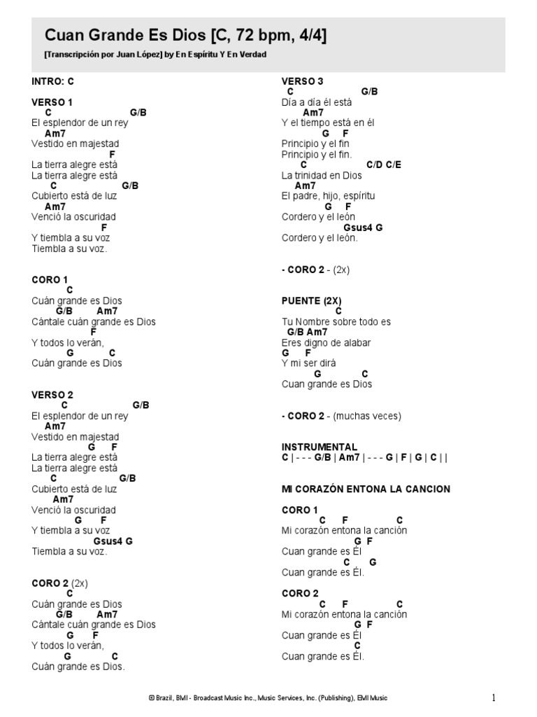 Cuan Grande Es Dios - C | PDF
