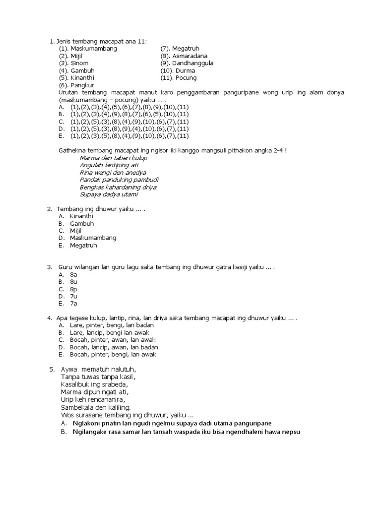 Latihan Soal Pas 2022 | PDF