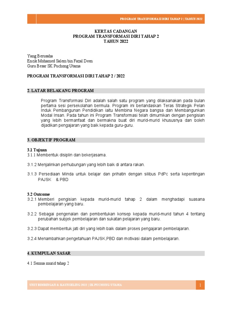 Kertas Kerja PTD 2022 | PDF