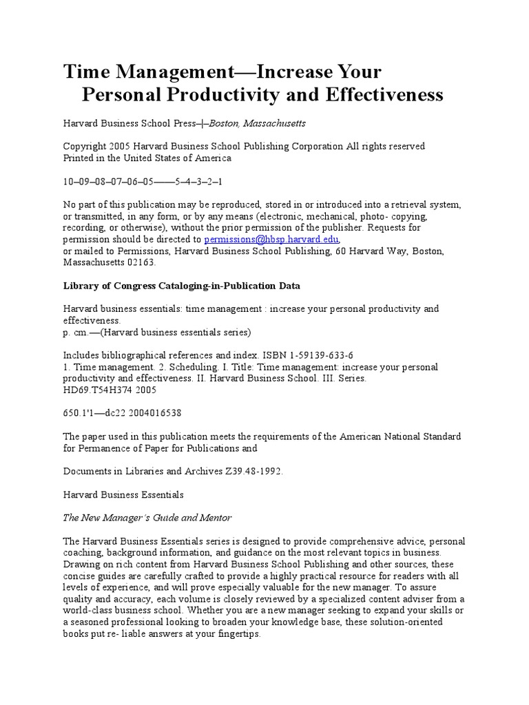 Time Management Increase Your Personal Productivity and Effectiveness ...