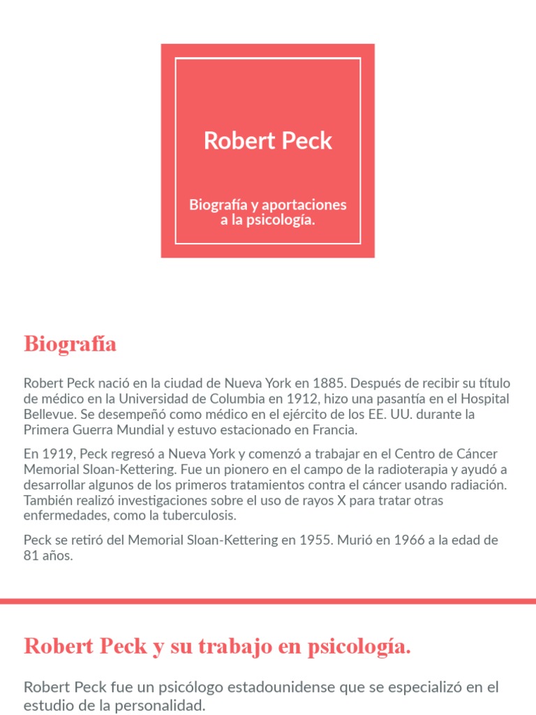 Robert Peck y Su Trabajo en Psicología. | PDF | Sicología | Psicoterapia