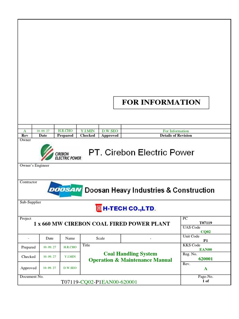Cirebon CHS O&M Manual Ch1-SEC1 | PDF | Belt (Mechanical) | Ships