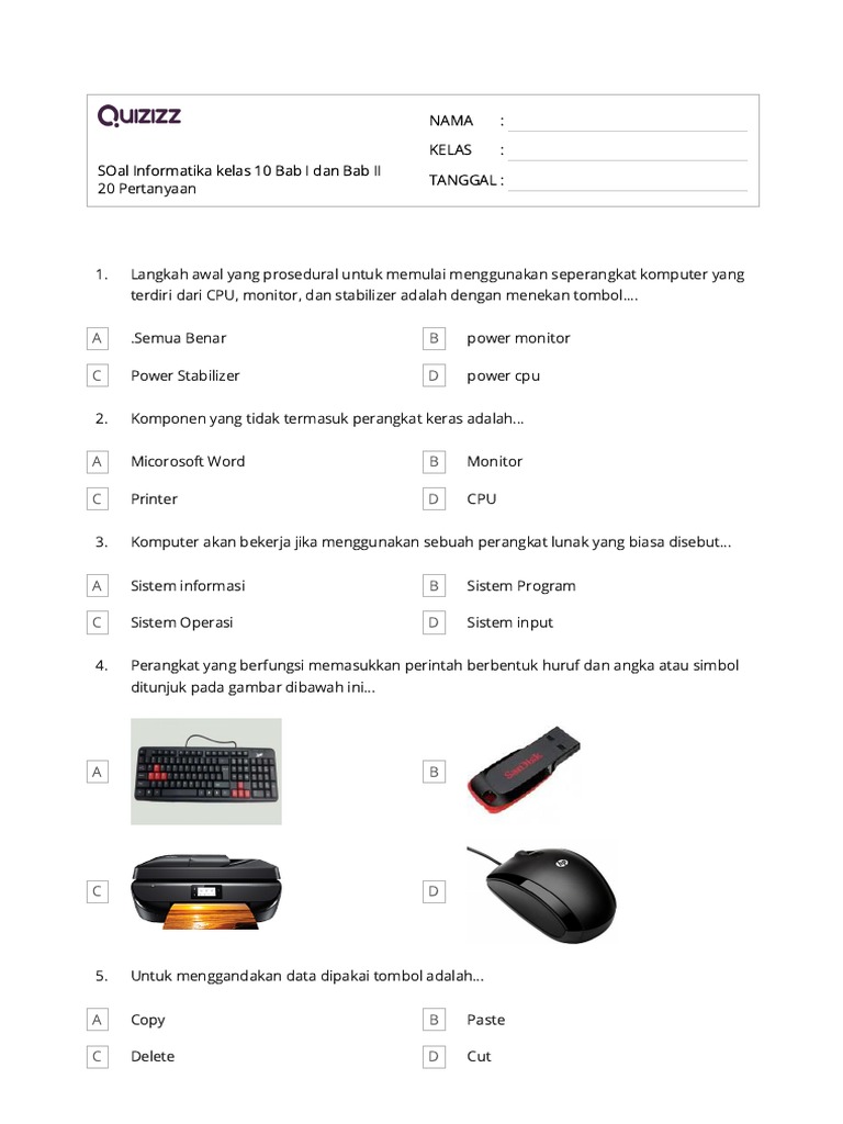 SOal Informatika Kelas 10 Bab I Dan Bab II | PDF