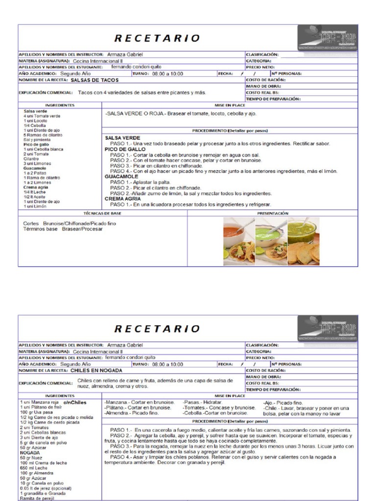 Recetario Modelo | PDF