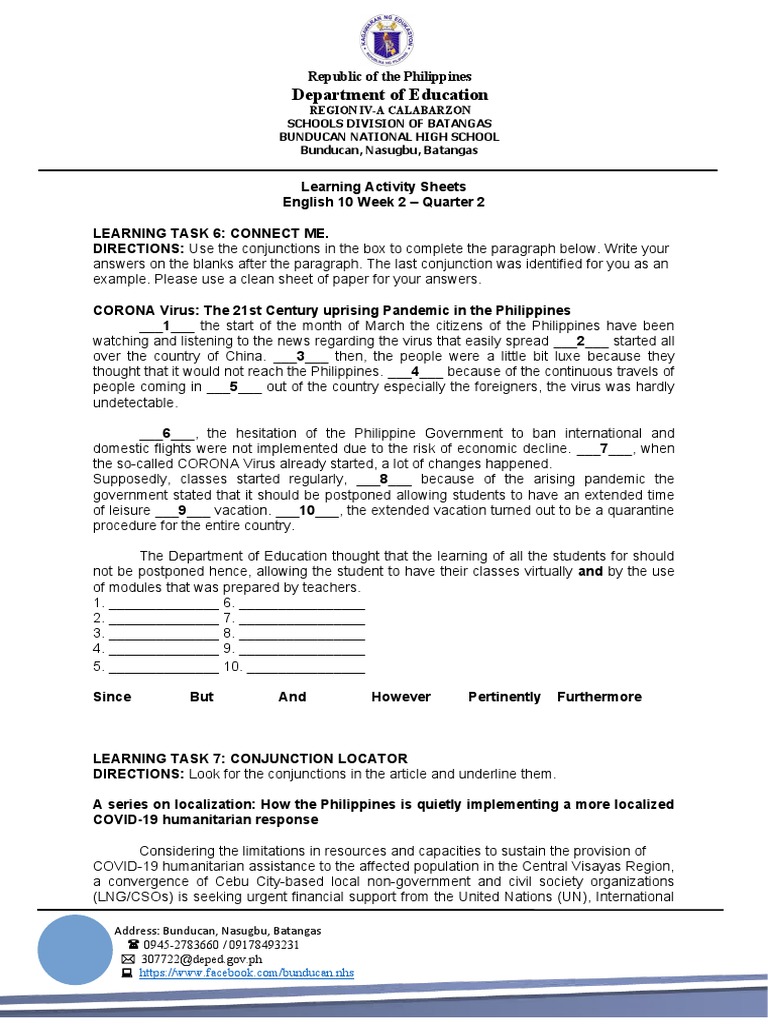 English 10 Week 2 - Task 6-7 | Download Free PDF | Philippines ...