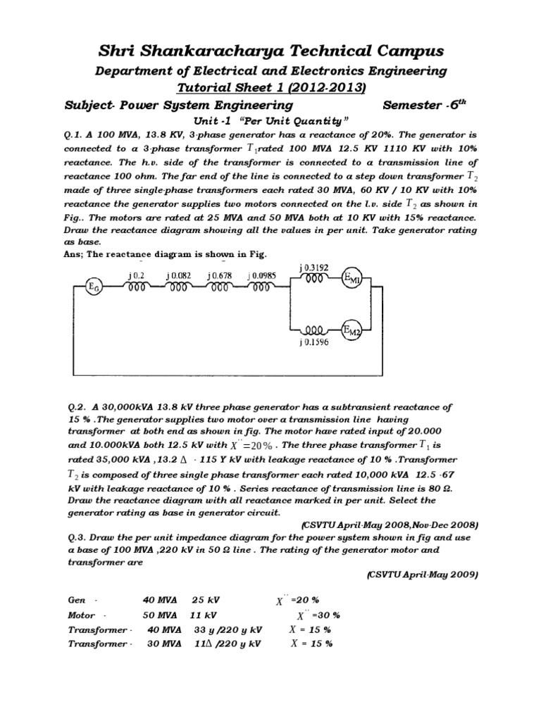 Tutorial Pse - 2012-2013 | PDF | Transformer | Electrical Impedance