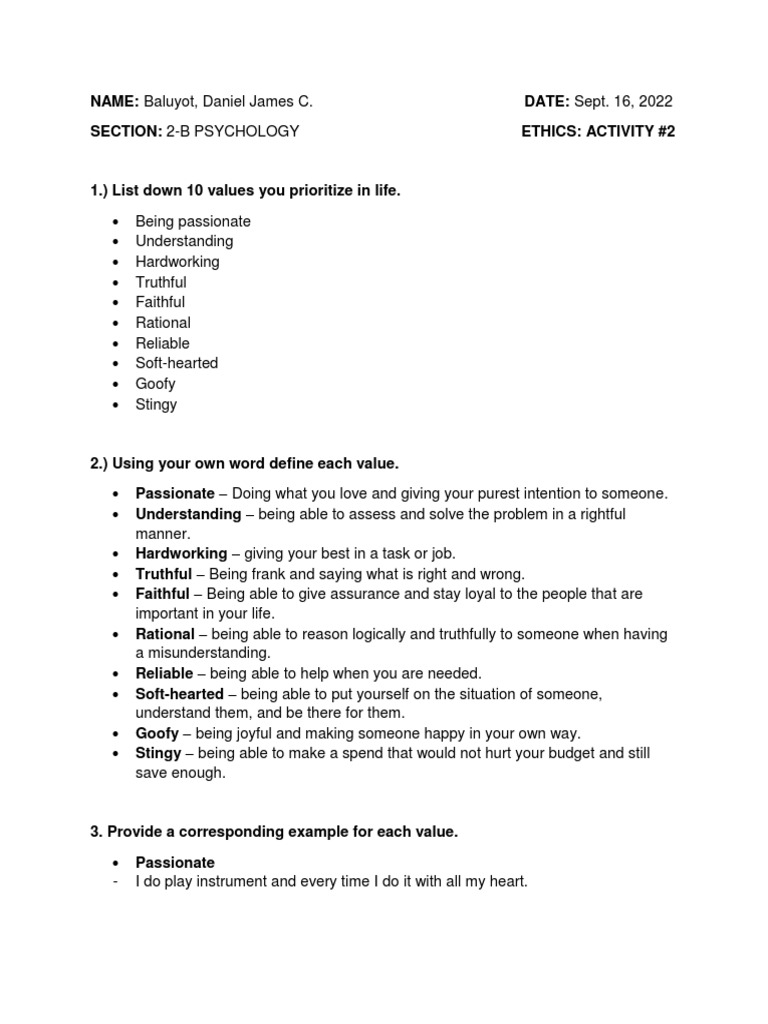 Baluyot - Activity #2 - Ethics | PDF | Reason | Social Institutions