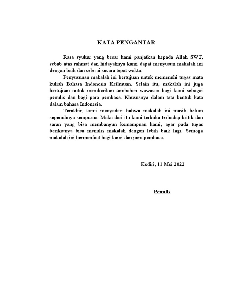 Kata Pengantar Makalah | PDF | Kajian Bahasa Asing