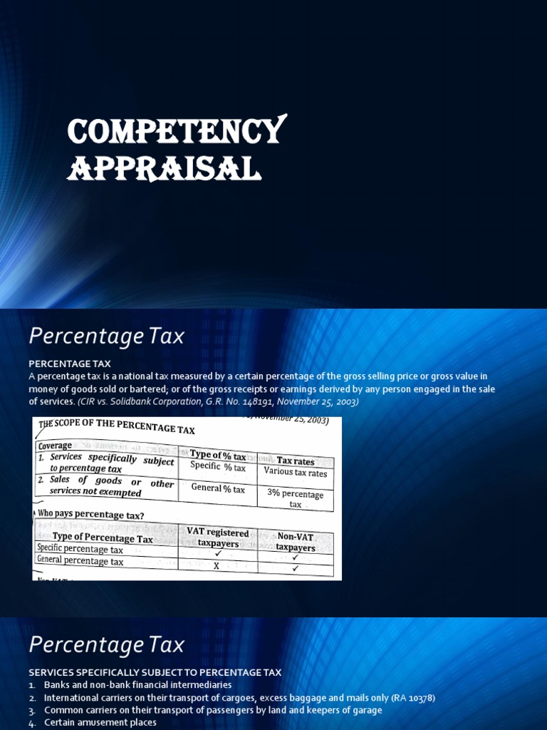 Understanding Percentage Taxes on Various Industries and Services in ...