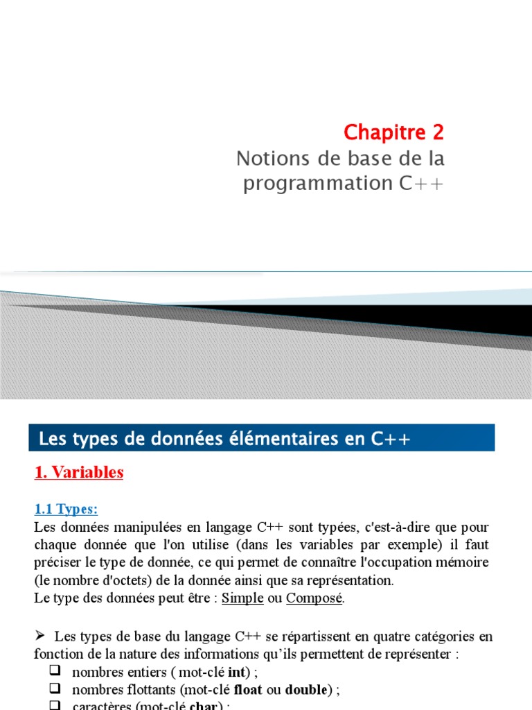 Notions de base en programmation C++ | PDF | C ++ | Structure de contrôle