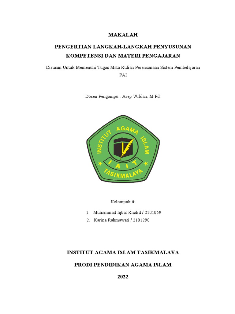 Kelompok 6 PSPP PAI 2C - Pengertian Langkah-Langkah Kompetensisi Dan ...