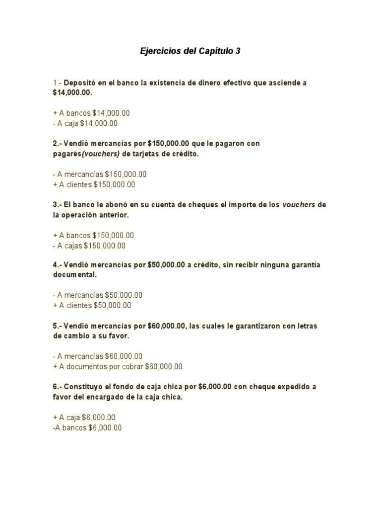 Ejercicios Del Capítulo 3 | PDF | Bancos | Cheque