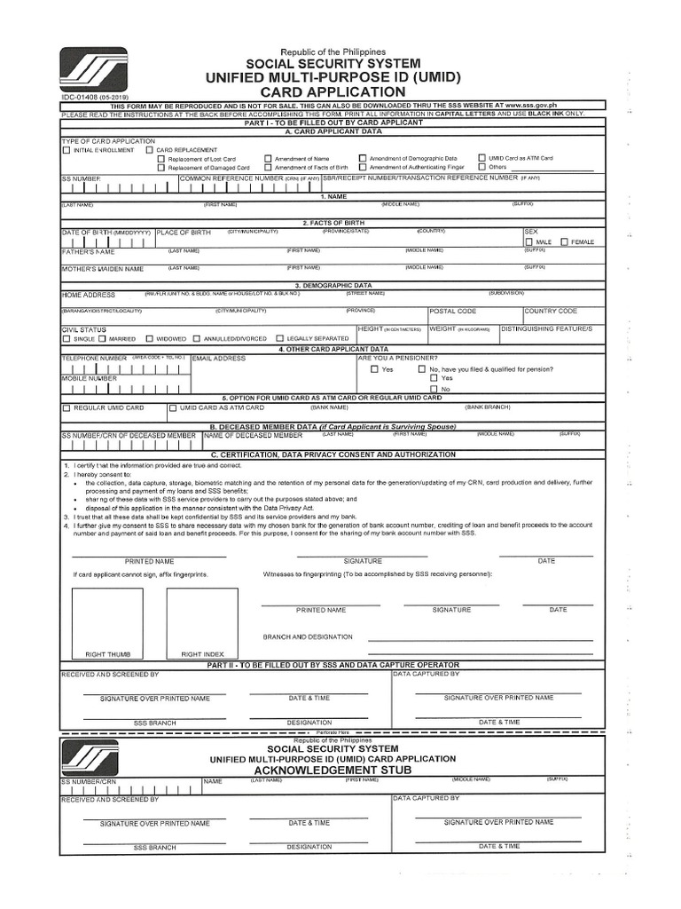 SSS UMID Card Application Form | PDF