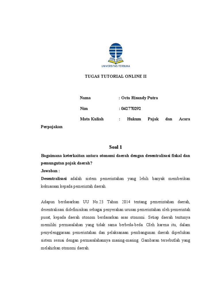 Tugas 2-Hukum Pajak Dan Acara Perpajakan | PDF Tugas 2-Hukum Pajak Dan Acara Perpajakan | PDF