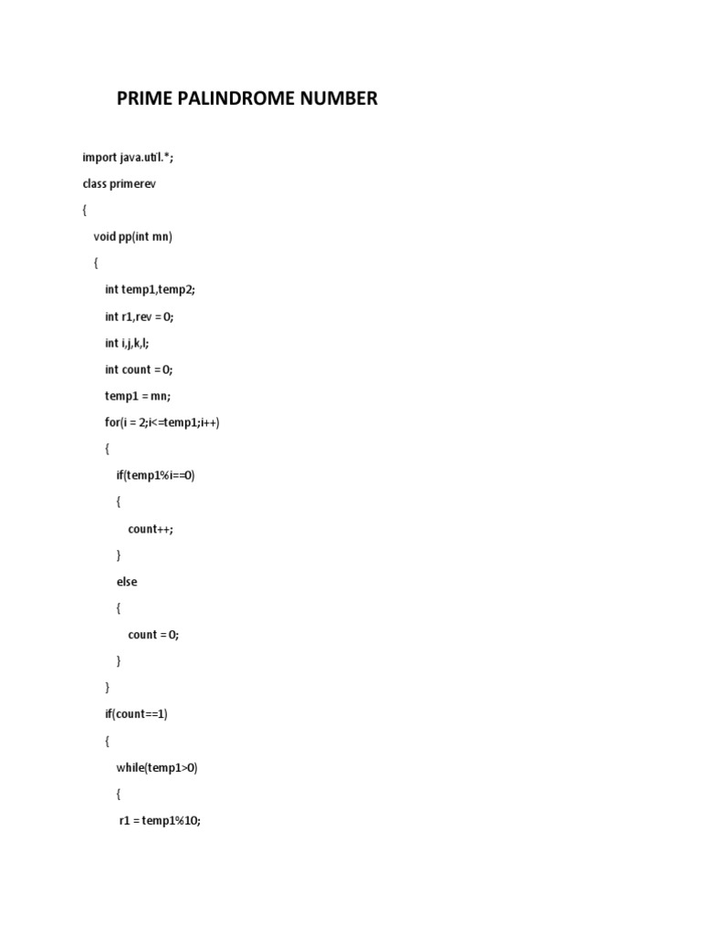 Prime Palindrome Number | PDF