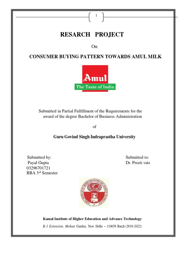 Project Report On Amul | PDF